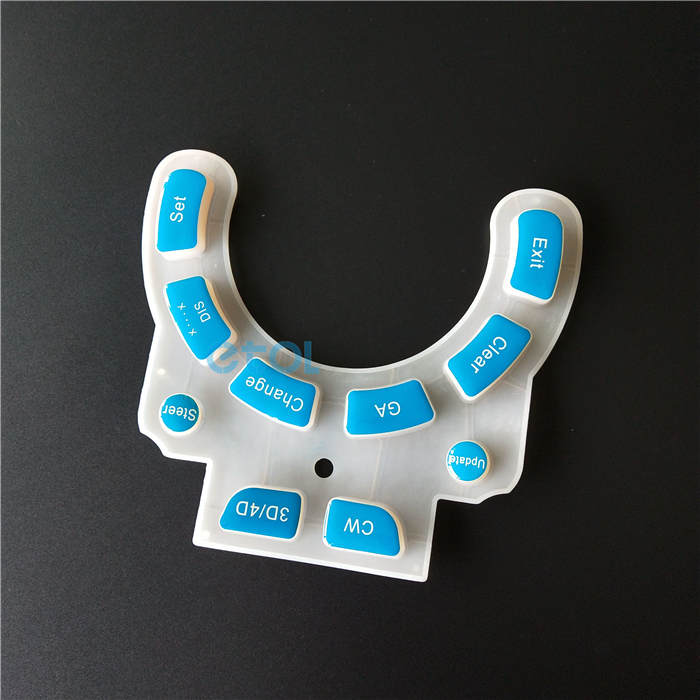 Molded transparent silicone keypad button with radium carving - ETOL