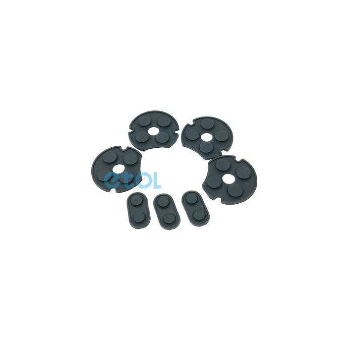 Molded black flexible silicone rubber prototype switch buttons - ETOL