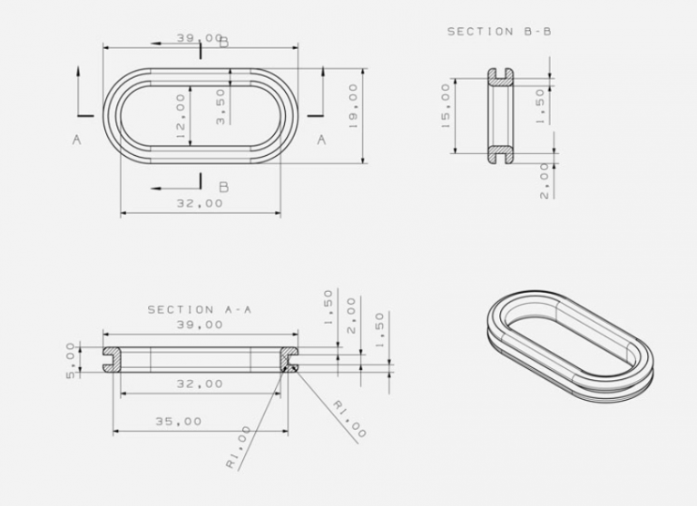 Custom large oval grommet - ETOL